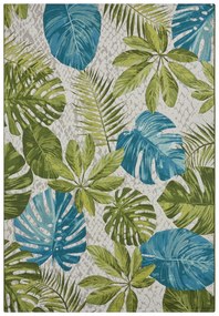 Hanse Home, Kusový koberec Flair 105617 Tropical Leaves Turqouise Green – na ven i na doma, 200x285, vícebarevná, chodba / předsíň