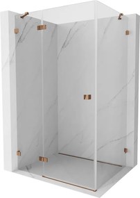 Mexen Lunar, výklopný sprchový kout levý 100 x 80 cm, 8mm čiré sklo, profil růžové zlato, 834-100-080-60-00-L