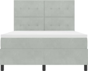 Postel s boxspringem s čelo Světle šedá 140 x 200 cm samet 3339836