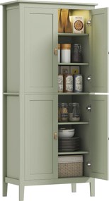 HOMCOM kuchyňský bufet, vysoká úložná skříň s nastavitelným LED a pohybovým senzorem, 80 x 40 x 176,5 cm, zelená