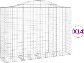 Klenuté gabionové koše 14ks 200x50x140/160cm pozinkované železo 3145694