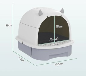 Kočkolit s víkem Kočkolit s lopatkou Spodní zásuvka Vstupní pedál pro kočky do 5 kg 40,5x52x39 cm Šedý