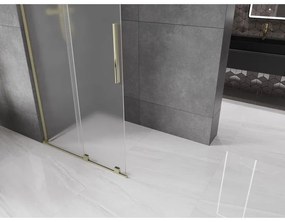 Mexen Velar L, posuvná sprchová zástěna Walk-in 120 x 200 cm, 8mm sklo námraza, zlatá lesklá, 871-120-003-33-50