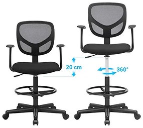 Goleto Ergonomická kancelářská židle s výškou sedáku 55-75 cm | černá