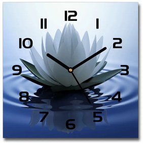 Wallmuralia Skleněné hodiny čtverec Vodní lilie 30x30 cm