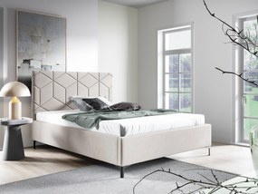 Eka Čalouněná postel BOX+ 140x200 cm Barva látky Trinity: (2301) Krémová bíla, Úložný prostor: S dřevěným rámem úložného prostoru