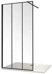 Roltechnik Outlet Set VERTICO BLACK s vaničkou GRANDE WHITE Varianta: rozměr vaničky: 166x77,7 cm, šířka zástěny: 160 cm, počet polí: 4, kód produktu: VERTICO 1600/4+WHI 1660x777, profily: černá (elox), výplň: transparent