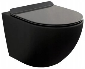 Závěsný set GEBERIT Duofix Basic+ WC LENA Rimless 48 x 36 cm + pomalu padající deska Slim, černá, 3322XX85+39010185