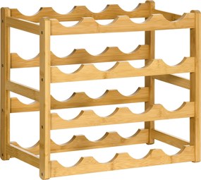 HOMCOM Bambusový stojan na víno na 16 lahví 43x23,5x38cm, stylový design z přírodního dřeva do kuchyně a obývacího pokoje | Aosom.de