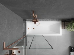 Mexen Next L, 1-křídlová vanová zástěna 80 x 150 cm, 6mm čiré sklo-černý vzor, ​​měděný profil, 895-080-000-03-77-65