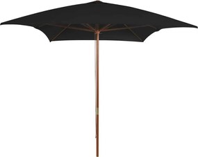 vidaXL Zahradní slunečník s dřevěnou tyčí 200 x 300 cm [42960] Barva: Černá