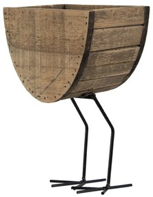 Dekorační dřevěný obal na květiny na kovových nožkách – 17x13x25 cm