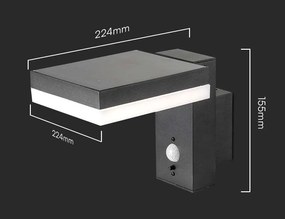 LED Solution Černé LED nástěnné solární svítidlo hranaté s pohybovým čidlem 5,5W IP54