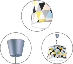 Závěsné svítidlo Garo, 1x textilní stínítko se vzorem (výběr ze 2 barev), (výběr ze 3 barev konstrukce), (fi 35cm)