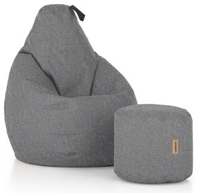 SakyPaky sedací set Hruška s taburetem světle šedý melír
