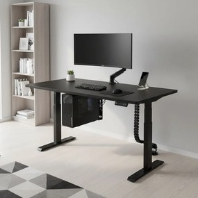 Výškově nastavitelný stůl OfficeTech C, 140 x 80 cm, černá podnož, černá