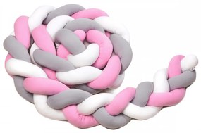T-tomi Pletený mantinel 360 cm White + Grey + Pink
