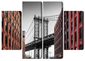 Vícedílný obraz Pohled Na Manhattan Bridge Z Washington Street Nedostatek Nedostatek Přírodní plátno 160x120
