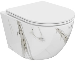Mexen Lena mísa WC Rimless s pomalu klesající deskou slim, duroplast, bílý kámen - 30224094