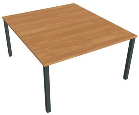 Dvojstůl pracovní rovný 140×160 cm - Hobis Uni USD 1400 Dekor stolové desky: olše, Barva nohou: černá