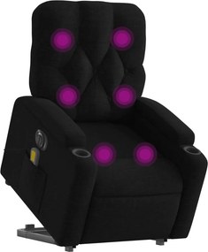 Elektrické zvedací masážní polohovací křeslo černé textil 3204748