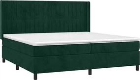 Box spring postel s matrací tmavě zelená 200x200 cm samet 3132822