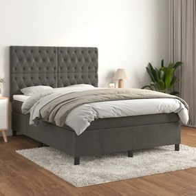 Box spring postel s matrací tmavě šedá 140x200 cm samet 3143206