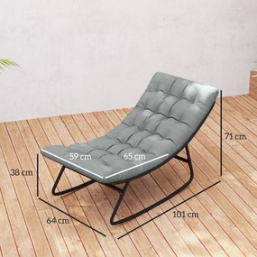 Set 2 rocking chairs Outsunny pro venkovní použití s tlustými polstry, sedák z prodyšného textilene a ocelový rám, venkovní houpací křeslo, zahrada, …