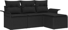 Set pohovek 4 ks 4-Počet míst Černá polyratan 3345313