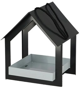 Závěsné krmítko pro ptáky Easy, 23x19x19 cm, kov, černá