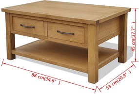Konferenční stolek 88 x 53 x 45 cm masivní dubové dřevo 242745