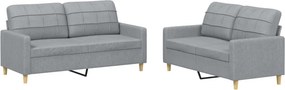 2dílná sedací souprava s poduškami světle šedá textil 3201274