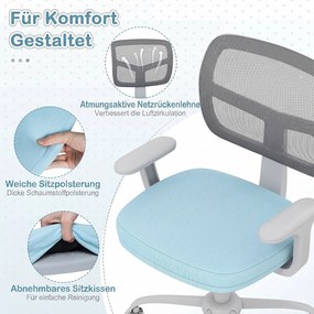 Costway Ergonomická dětská psací židle s nastavitelnou výškou a – modrý