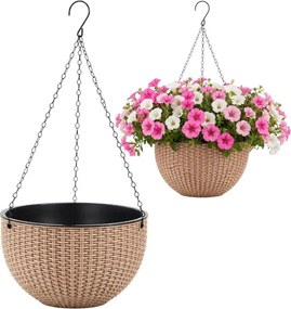 Flamenco Mystique Velký krémový závěsný květináč Rattan Design 26 cm ROS10K