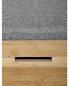 Vyklápěcí sedací botník masiv přírodní odstín šedá látka DR-N1014 GREY2