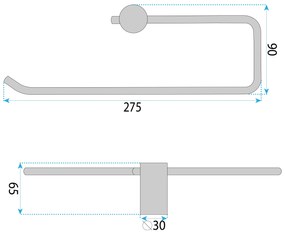Rea Prism, koupelnový věšák na ručník 27cm, 9710, zlatá matná, REA-98029