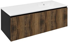 Sapho Sapho, LOREA skříňka s umyvadlem 121x46x51, 5cm (30+90cm), pravá, dub collingwood/černá matná, LE090-1935-R-03