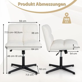 Costway Kancelářská židle s imitací jehněčí kůže a širokým sedákem a funkcí