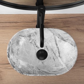 Rea Amelia Mini STONE MATT, umyvadlo na desku 380x260x130 mm, šedá-imitace kamene, REA-U9109