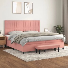 Box spring postel s matrací růžová 200x200 cm samet 3137988