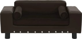 Pohovka pro psy hnědá 81 x 43 x 31 cm plyš a umělá kůže 170955
