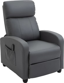 HOMCOM Relaxační křeslo, televizní křeslo s vibrační masáží, polohovací funkcí, 2 masážní body, dálkové ovládání, 68 x 88 x 98 cm Šedá