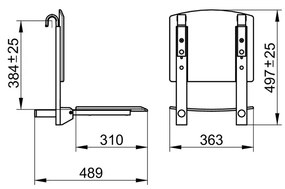 Keuco Plan Care - Sklápěcí sedátko 363x497x489 mm, pochromovaná/černošedá 34981010037