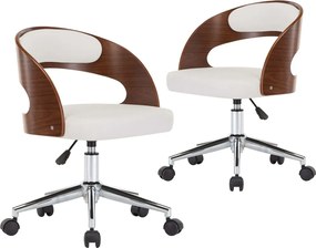 vidaXL Otočné jídelní židle 2 ks ohýbané dřevo a textil [3054911] Barva: krémová