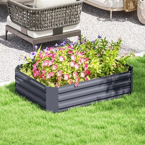 Vyvýšený záhon Outsunny z oceli, studený rám pro pěstování, zahradní květinový box, stohovatelný, pěstební záhon na zeleninu 120x90x30cm pro zahradu …