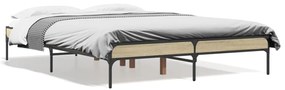 Rám postele dub sonoma 140 x 190 cm kompozitní dřevo a kov