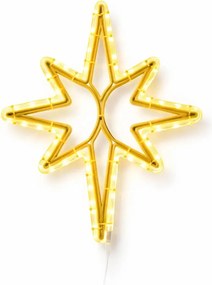 Easy Fix 2D LED světelná hvězda X., 43 × 55 cm, teple bílá, závěsná, 3D tisk, zlatá