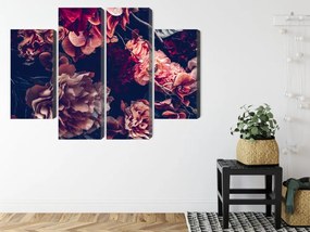Vícedílný obraz Barevné Květiny V Retro 3D Stylu Nedostatek Nedostatek Plátno Canvas 160x120