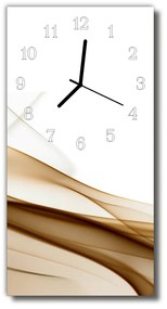 Skleněné hodiny vertikální Umělecké abstrakce linie béžová 30x60 cm