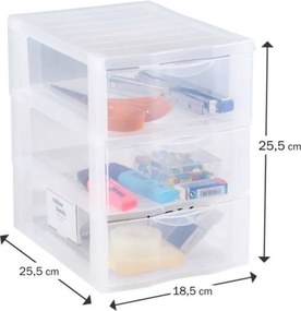 SUNDIS Úložný box se 3 zásuvkami, transparentní, ORGAMIX A5
